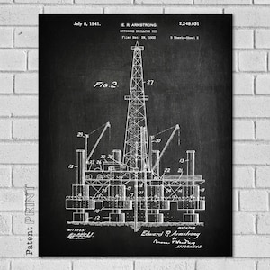 Oil Field Decor, Oil Rig Art, Oil Rig Print, Oil Rig Blueprint, Oil Rig ...