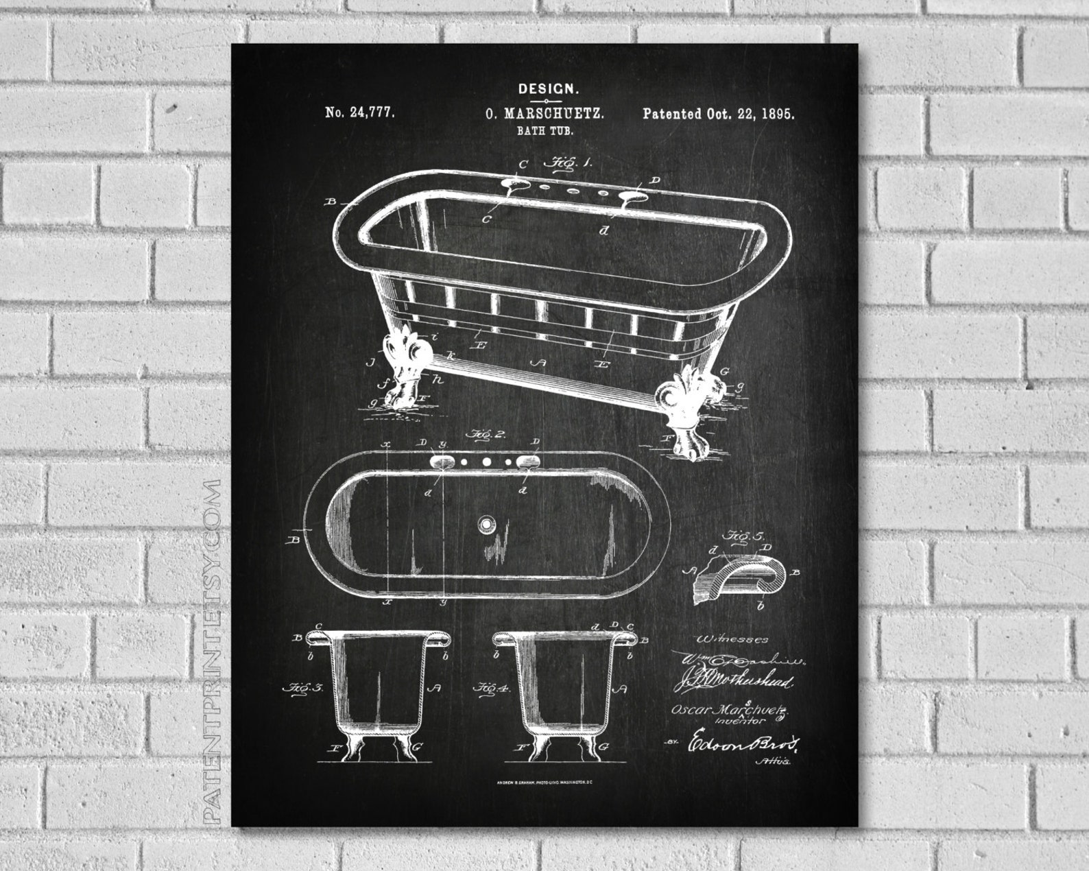 Bathroom Decor Bath Tub Patent Print Bath Decor Bathroom - Etsy