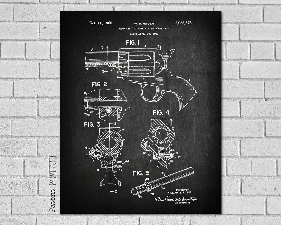 Revolver Gun Patent Print Gun Art Revolver Decor Gun Patent Gun ...