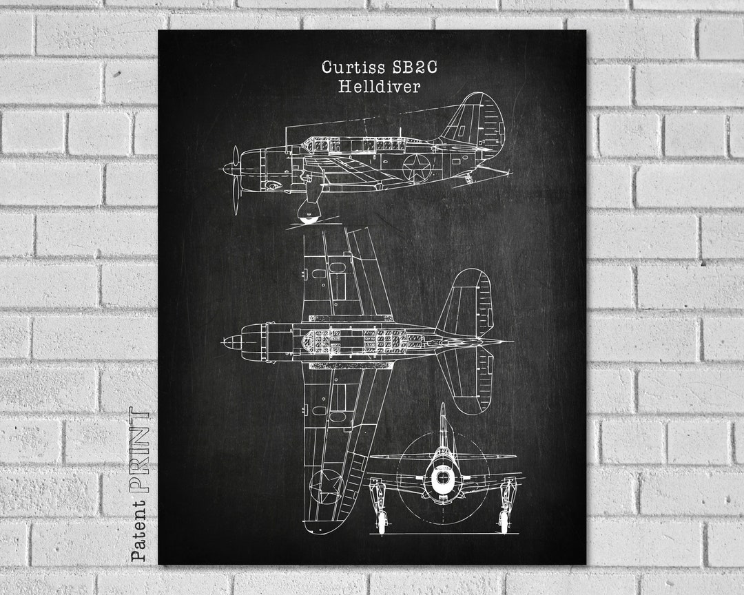 Curtiss Helldiver Airplane Print, Curtiss SB2C Helldiver, Airplane ...
