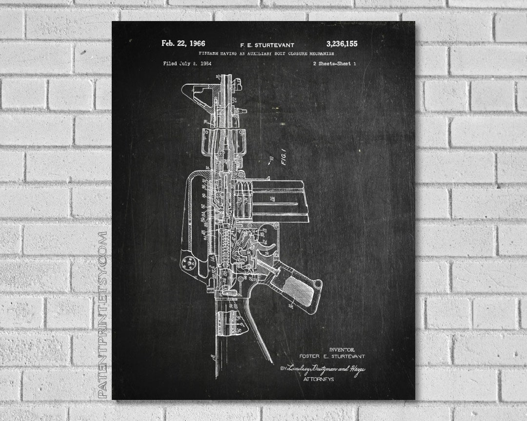 Ar 15 Patent Print - AR 15 Art - AR 15 Decor - Gun Patent - AR 15 Gun ...