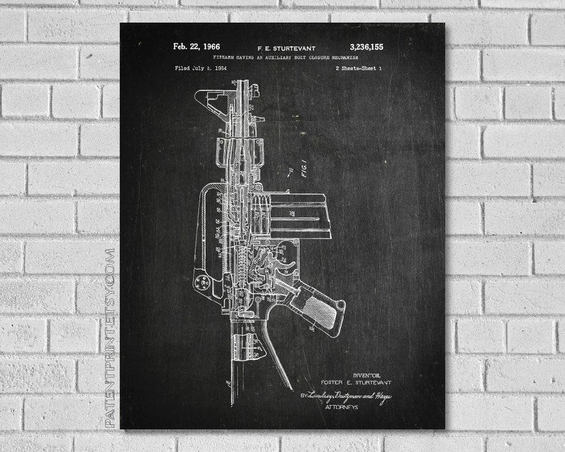 Ar 15 Patent Print - AR 15 Art - AR 15 Decor - Gun Patent - AR 15 Gun ...