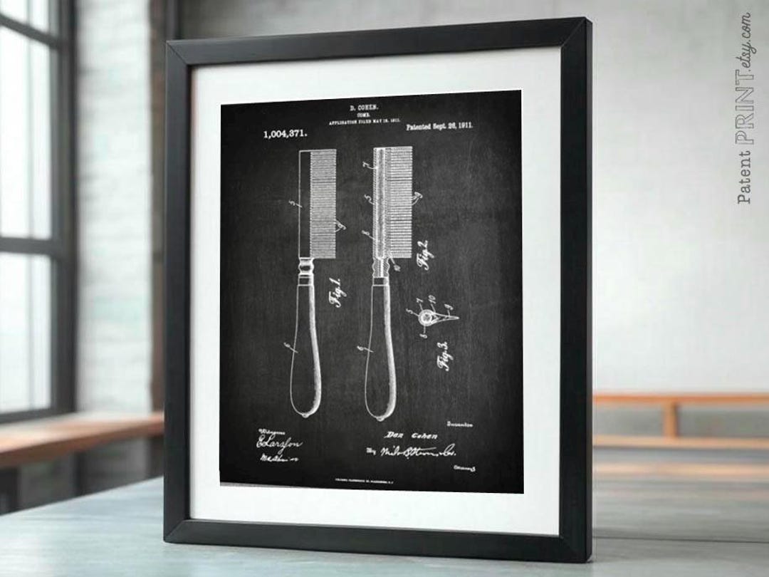Comb Patent Print, Comb Art, Comb Decor, Comb Wall Art, Comb Gift ...