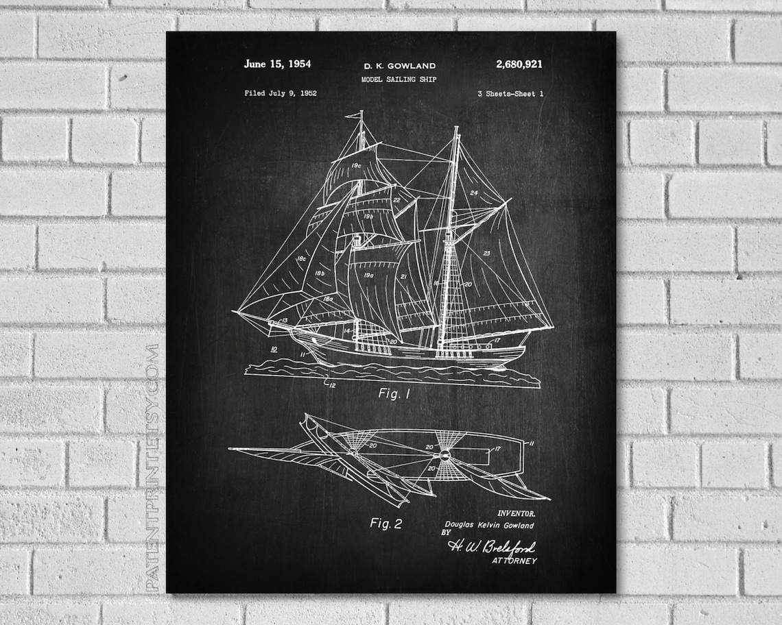 Sailing Ship Patent Print - Ship Patent - Toy Art - Ship Model Decor ...
