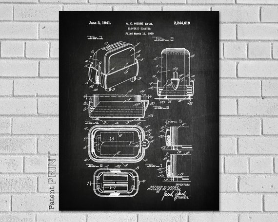Kitchen Art Kitchen Toaster Poster Kitchen Patent | Etsy