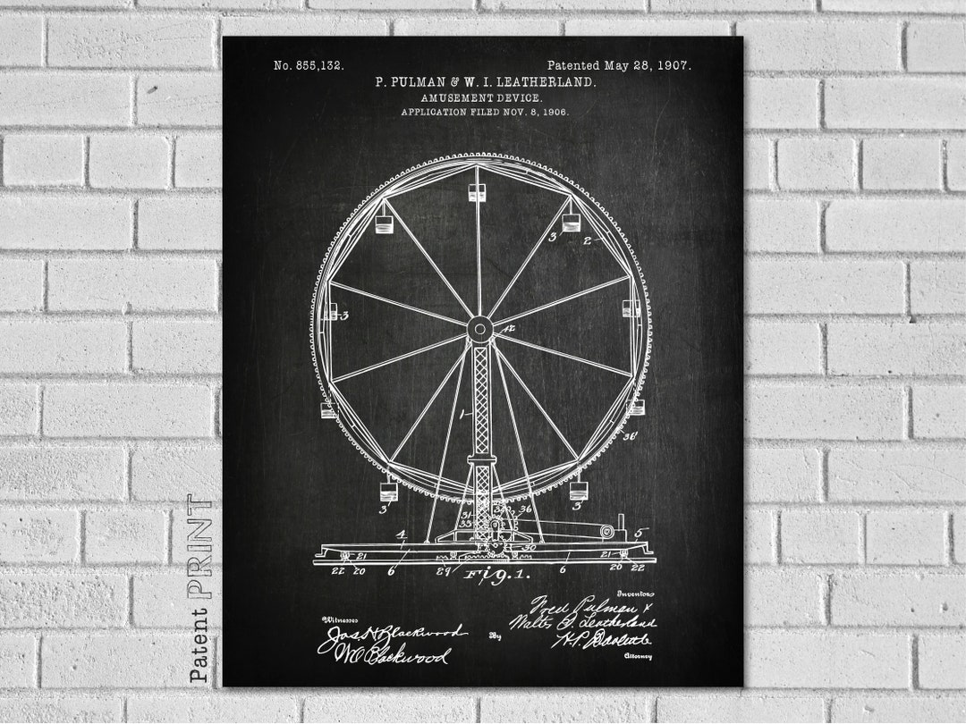 Ferris Wheel Patent Print - Amusement Park Patent - Ferris Wheel ...