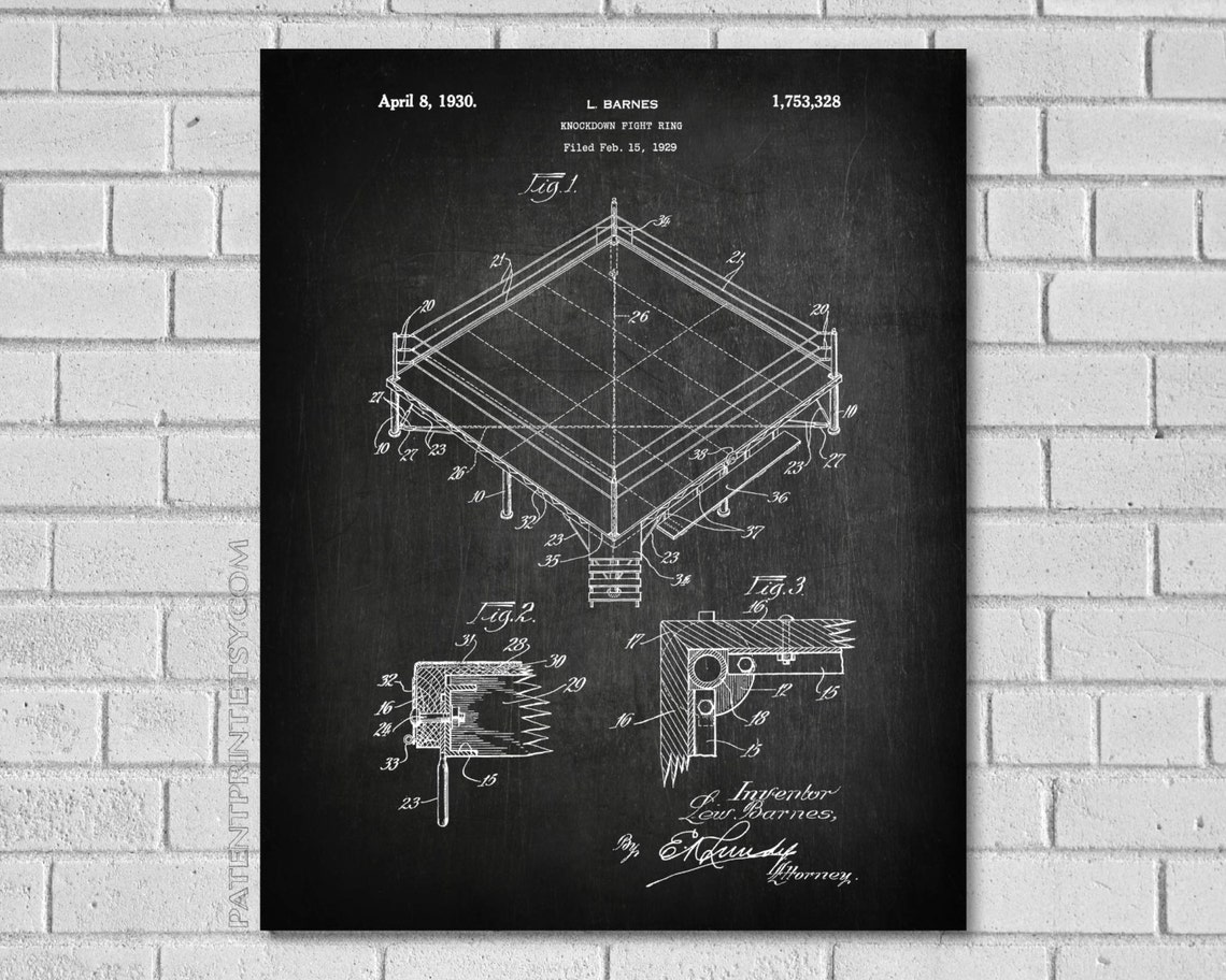 Boxing Art Patent - Boxing Ring Poster - Boxing Blueprint - Boxing ...