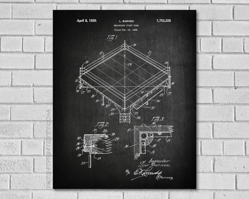 Boxing Art Patent - Boxing Ring Poster - Boxing Blueprint - Boxing ...