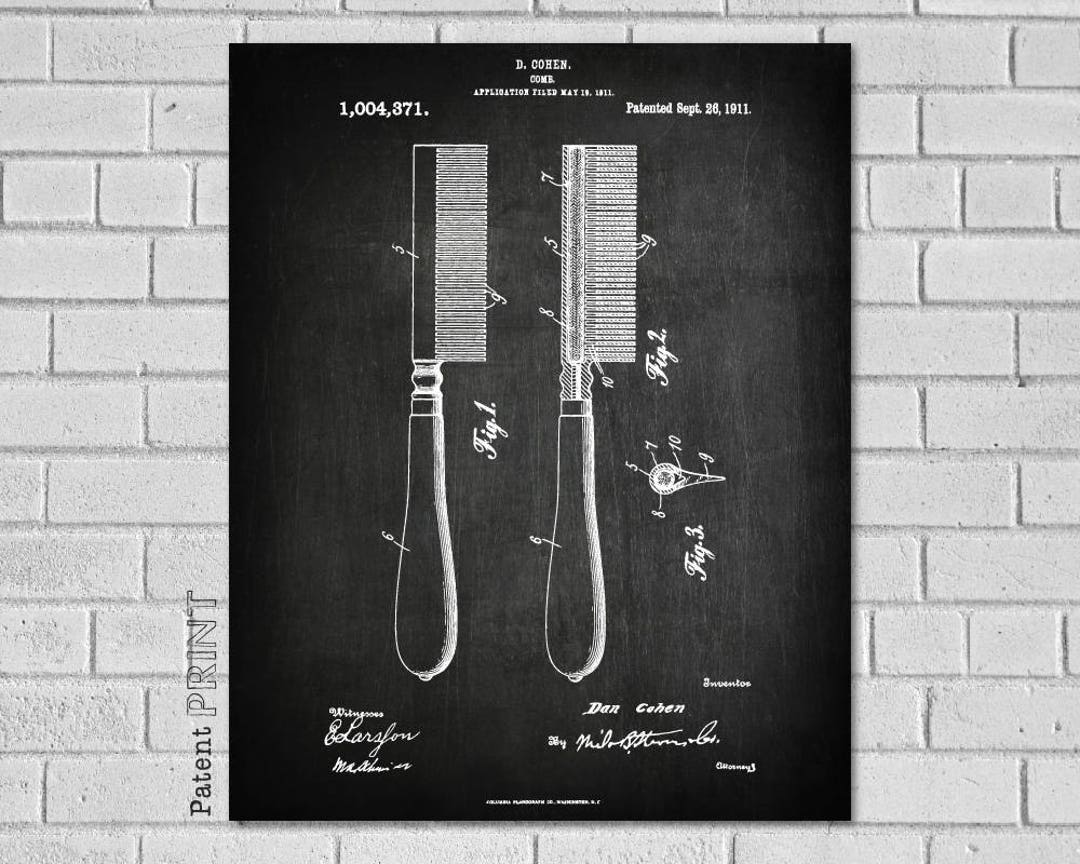 Comb Patent Print, Comb Art, Comb Decor, Comb Wall Art, Comb Gift ...