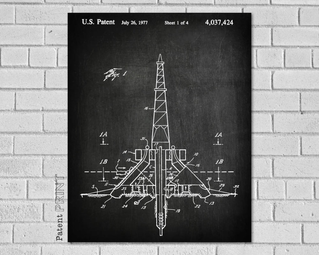 Oil Rig Blueprint, Oil Rig Gifts, Oil Rig Decor, Oil Field Decor, Oil ...