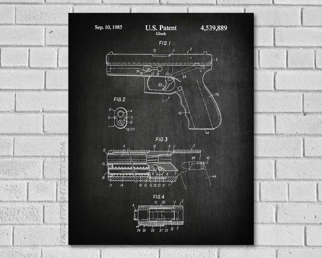 Glock Patent Print - Glock Gun Art - Gun Decor - Gun Patent - Gun ...