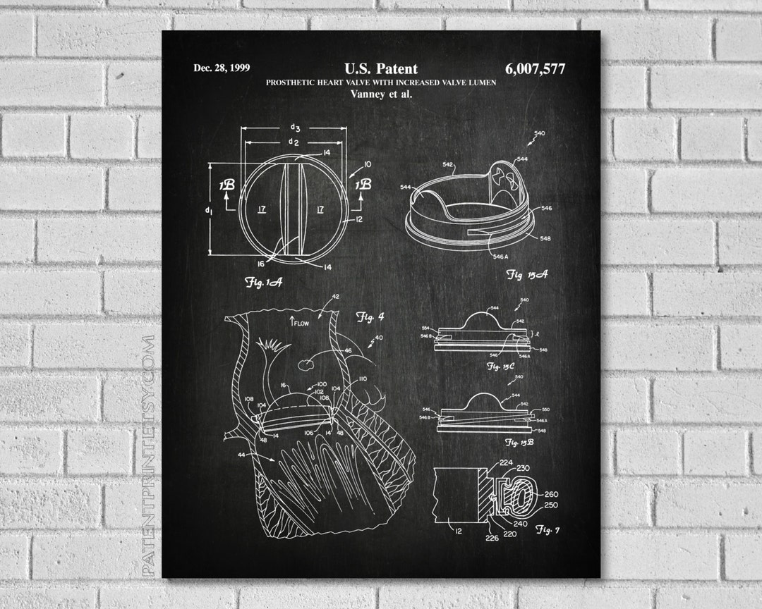 Heart Valve Patent Print - OHS - Open Heart Surgery Patent - Patent Art ...