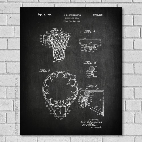 Basketball Goal Poster Basketball Net Blueprint Basketball | Etsy