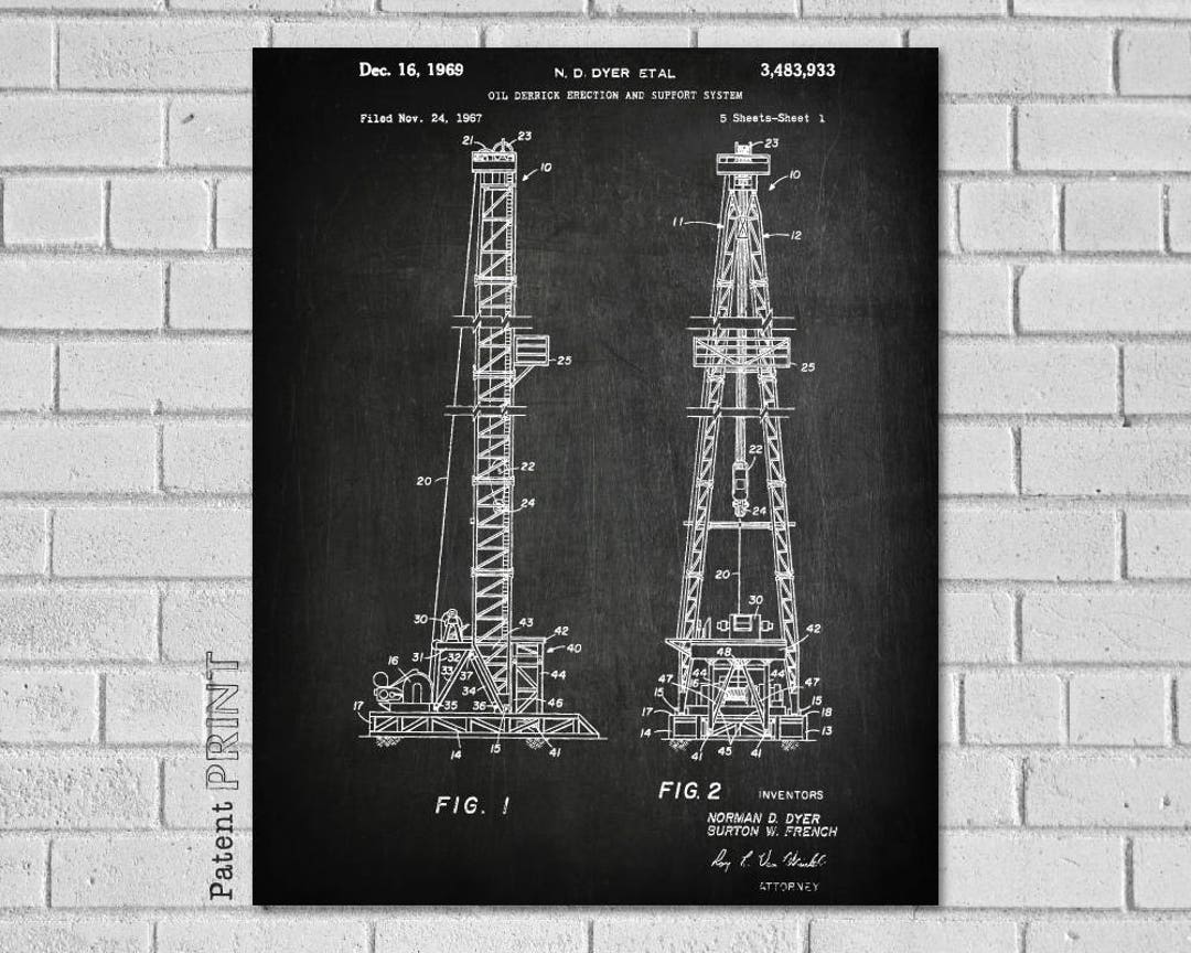 Oil Well Derrick, Oil Field Gift, Oil Derrick Patent, Drilling Rig, Oil ...