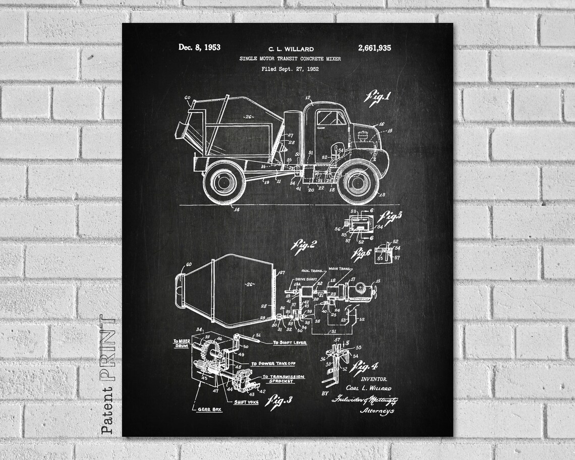 Concrete Mixer Truck Print - Cement Mixer Truck Poster - Concrete Truck ...