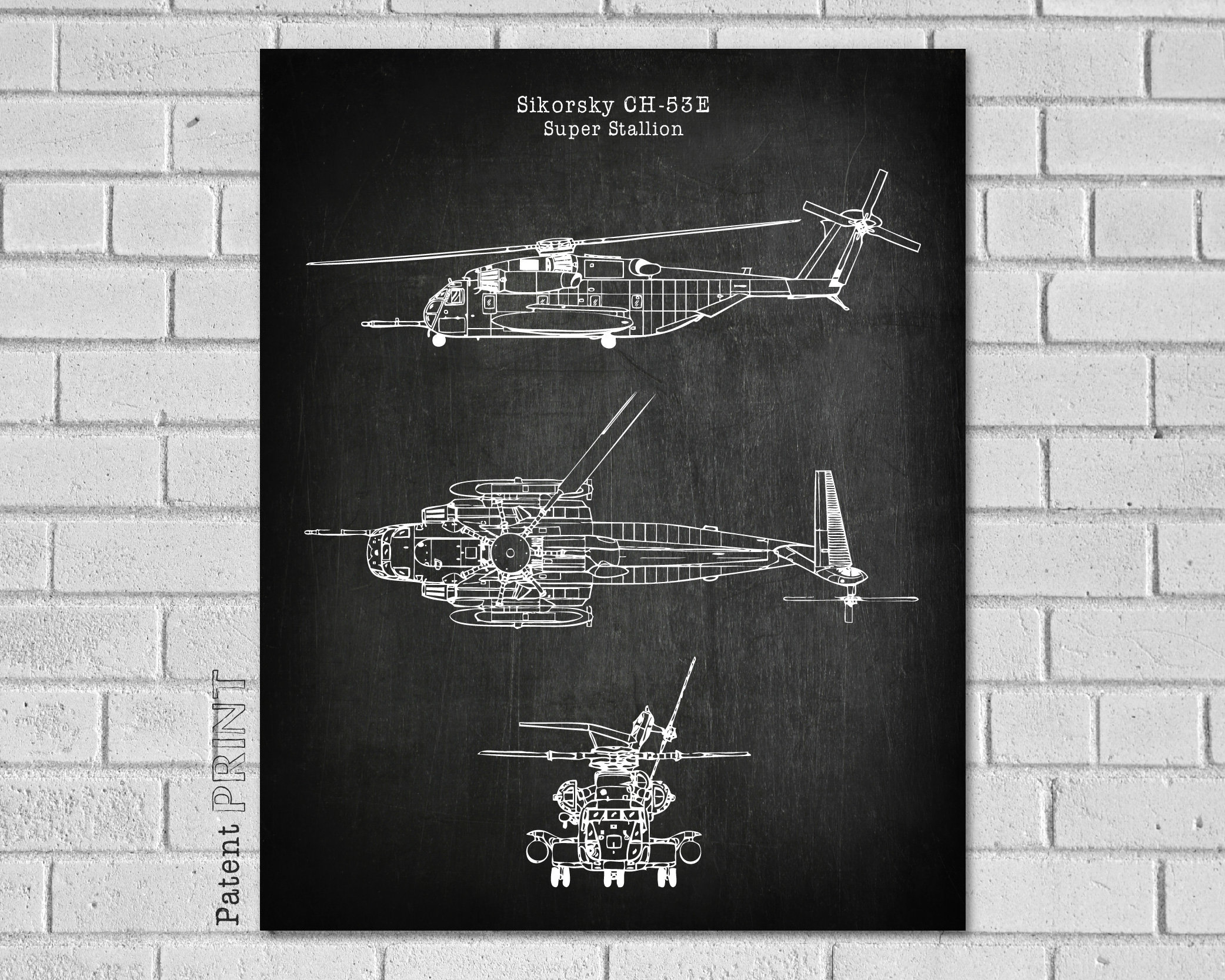 Sikorsky CH-53E Super Stallion Helicopter Diagram Blueprint - Etsy