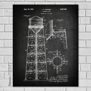 Water Tower Art, Water Tower Blueprint, Water Tower Print, Water Tower ...