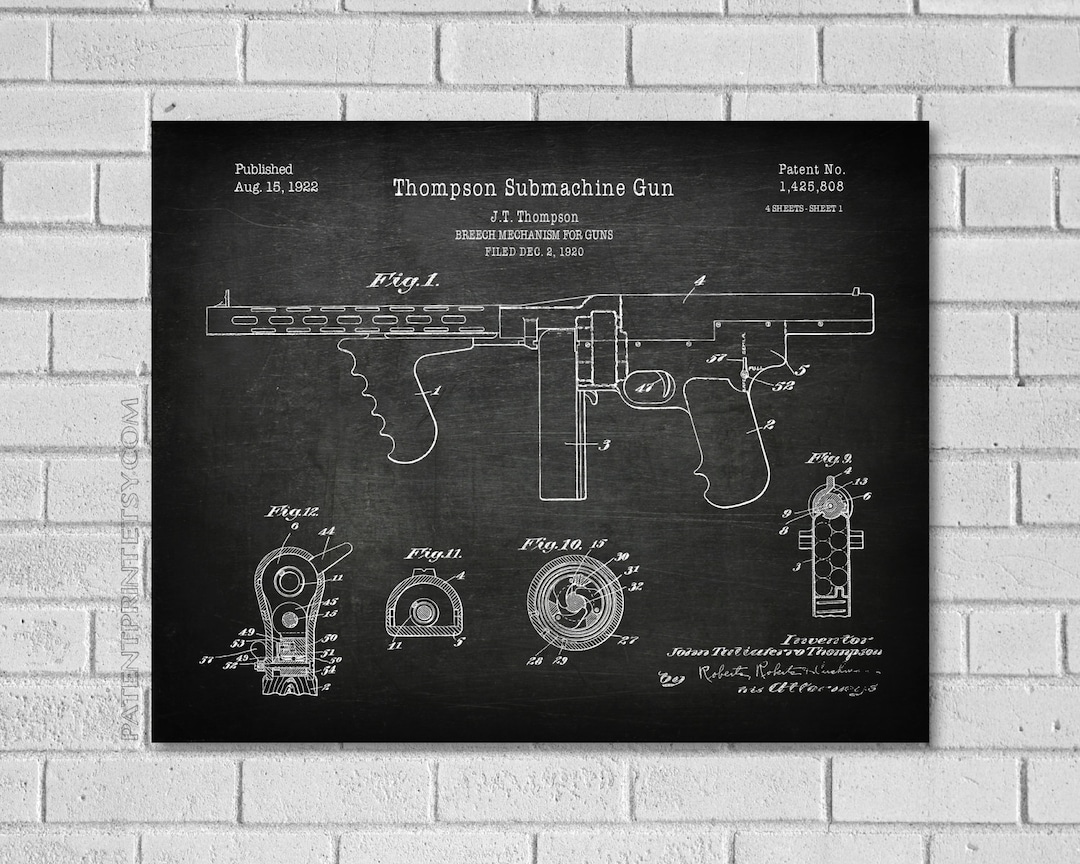 Tommy Gun Patent Print - Submachine Gun Patent - Gun Print - Gun Art ...