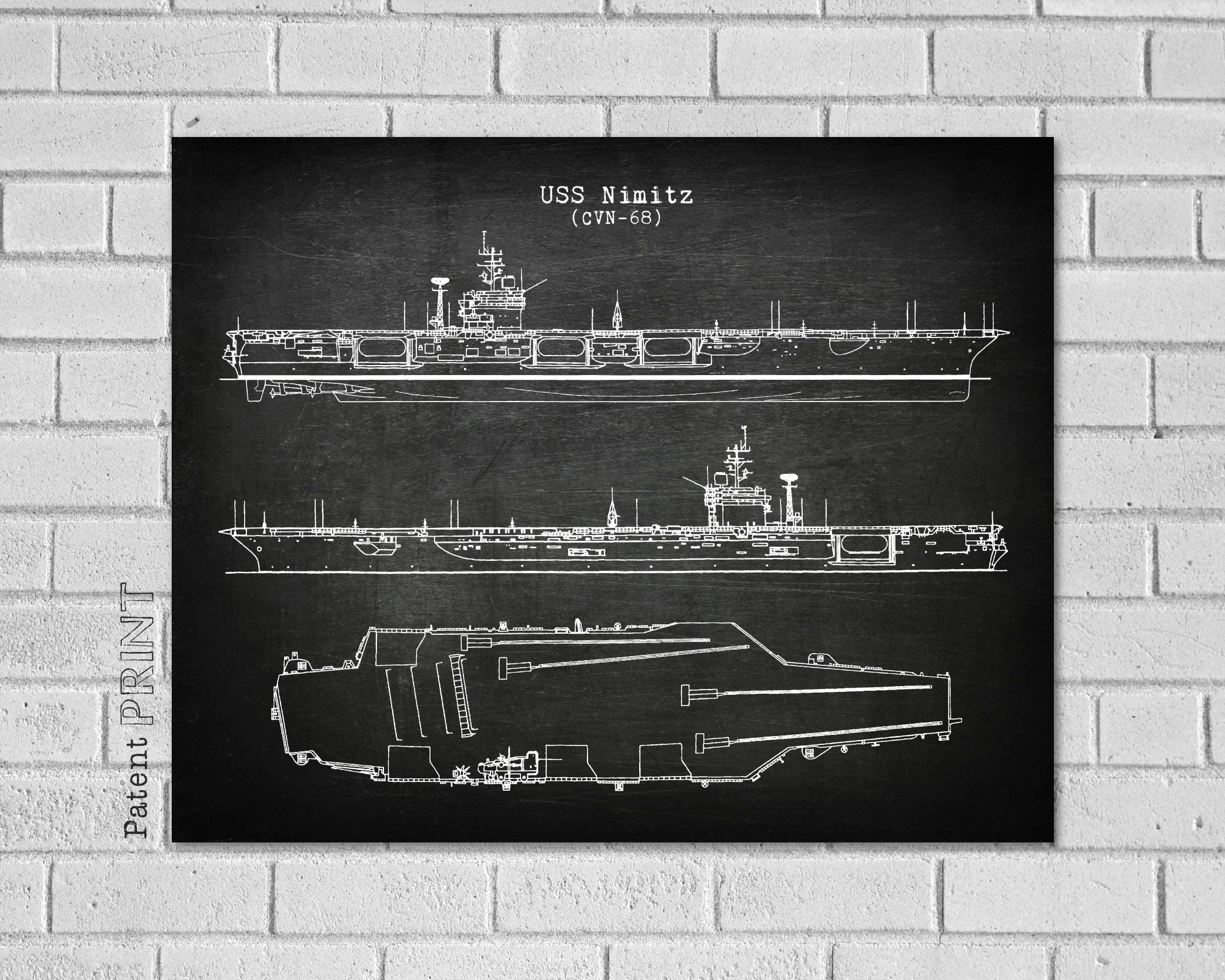 USS Nimitz Boat Diagram Print - Nimitz CVN68 - Military Vessel - Navy ...