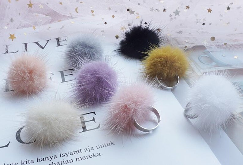 Puffs Ball Rings Nice Fur Hair Fluffy Rings Puffs Fluffy Ring - Etsy