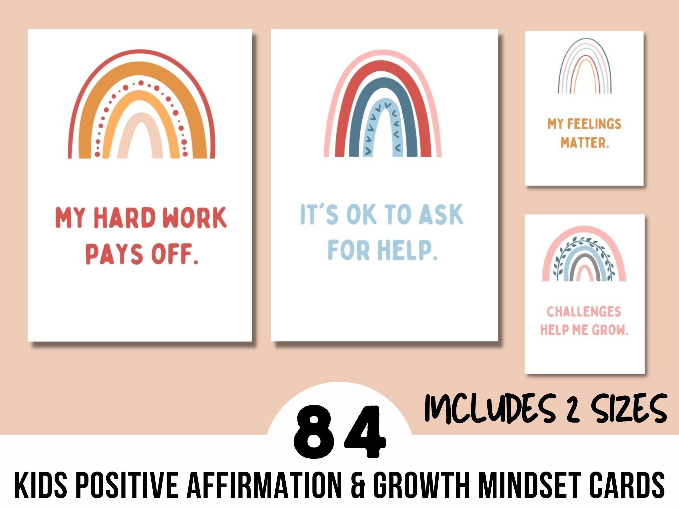 84 Printable Kids Affirmation Cards Growth Mindset | Boho Rainbow ...