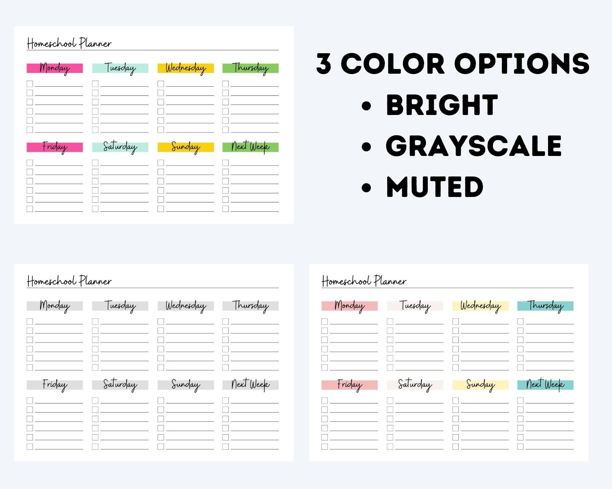 Simple Weekly Homeschool Planner | Homeschool Weekly Schedule or Lesson ...