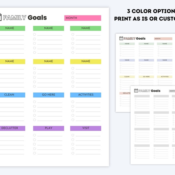 Family Goal Setting Printable - Etsy Family Goal Setting Printable - Etsy