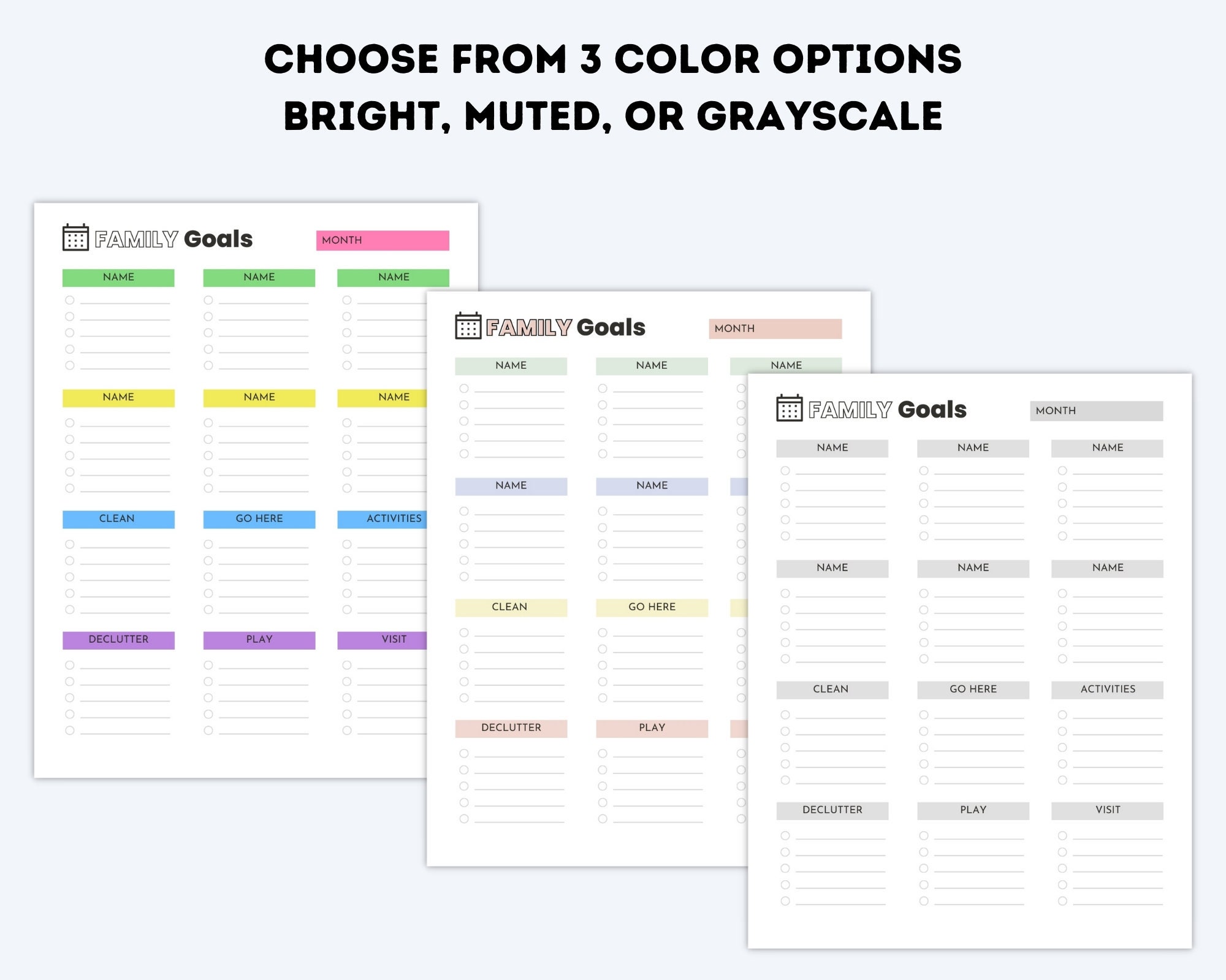 Family Goal Setting Worksheet | Family Goal Planner | Monthly Family ...