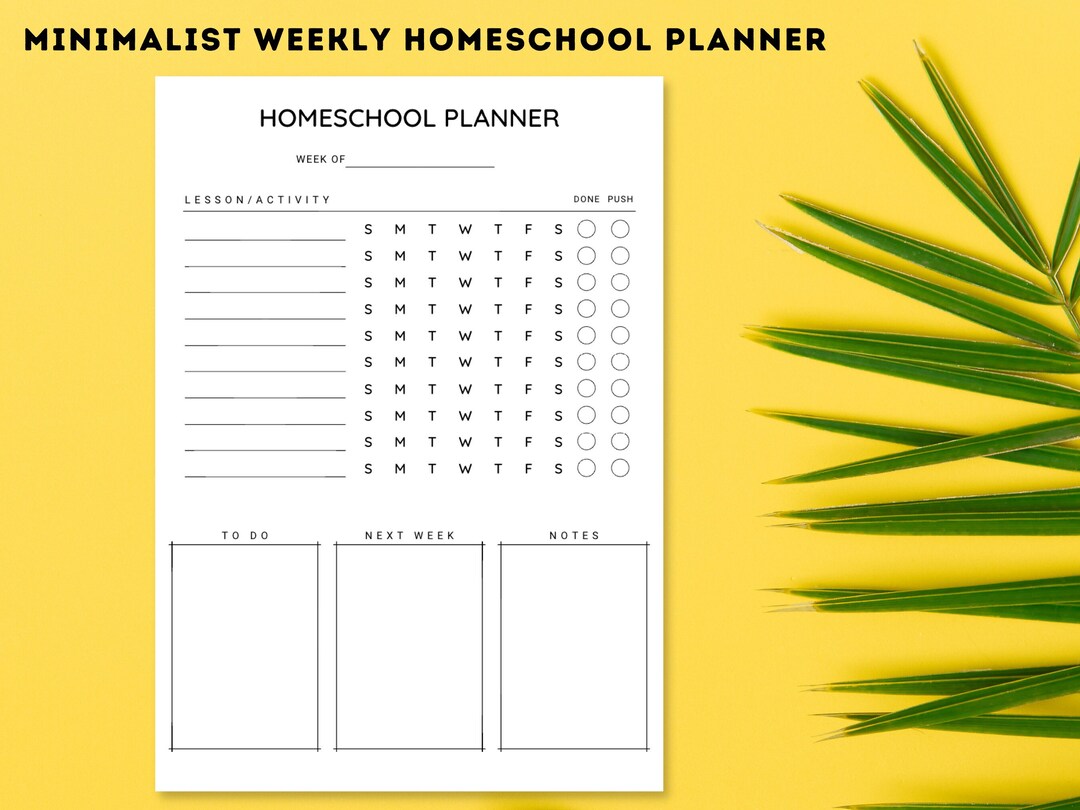Minimalist Weekly Homeschool Planner | Simple Planning Printable for ...