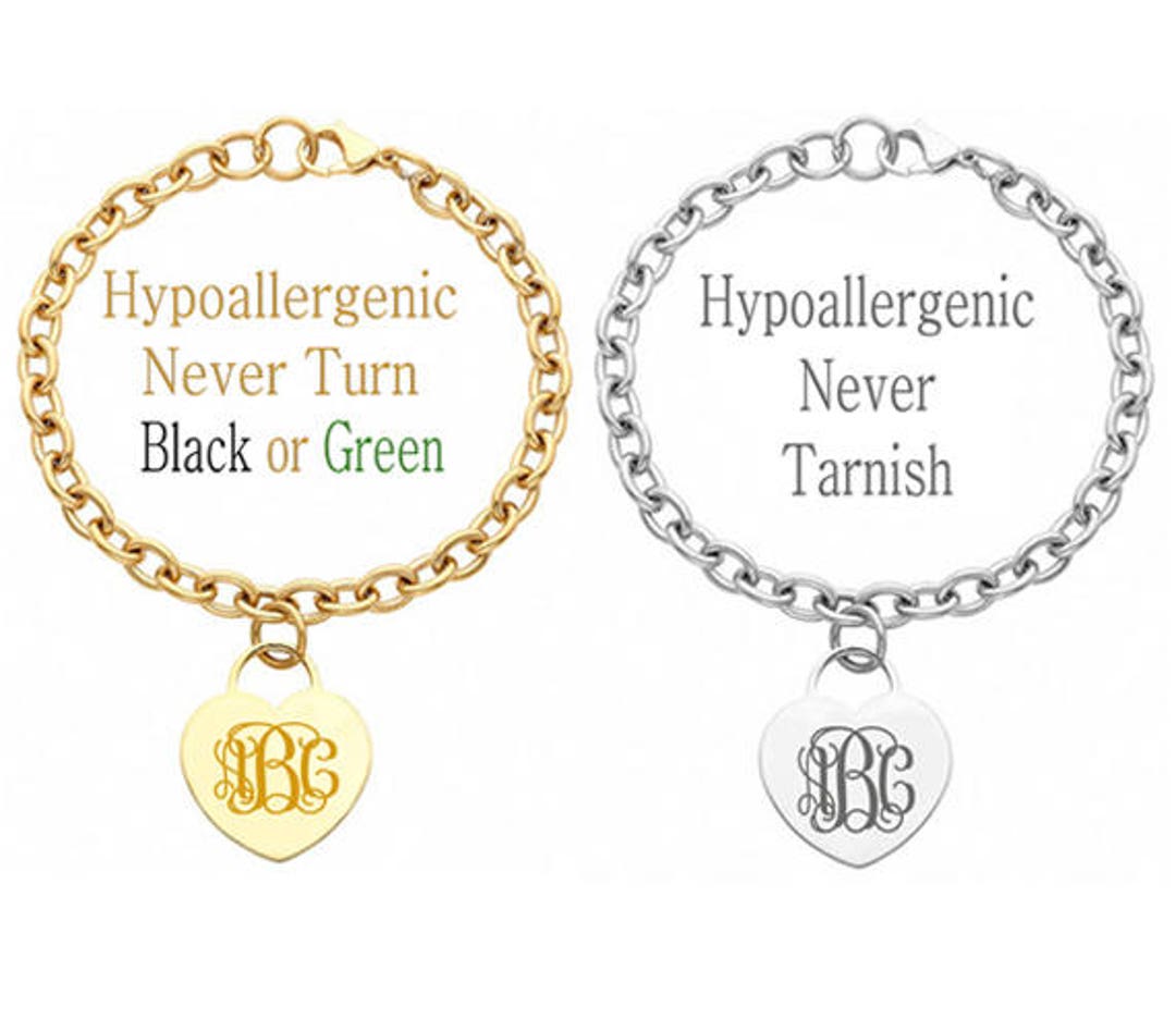 Heart Charm Bracelet, Custom Name Bracelet, Personalized Monogram ...