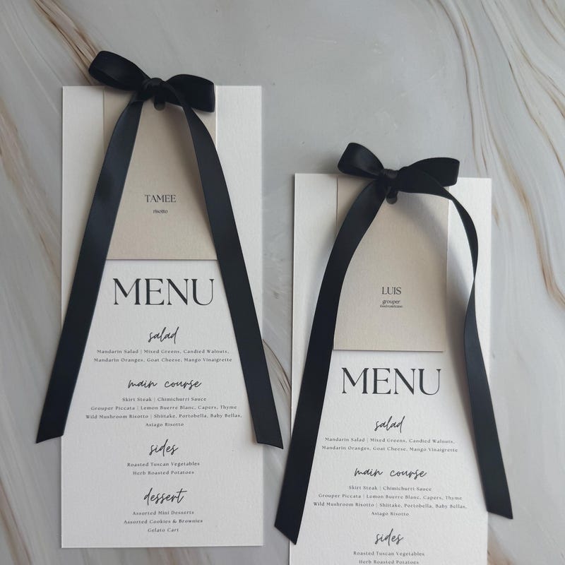 Ribbon Wedding Menu Name - Etsy