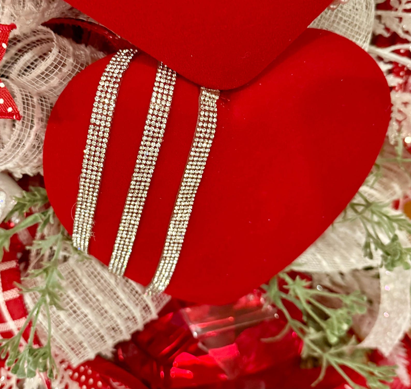 Valentine Swag for Front Door, Handmade Valentine Swag With Flocked ...