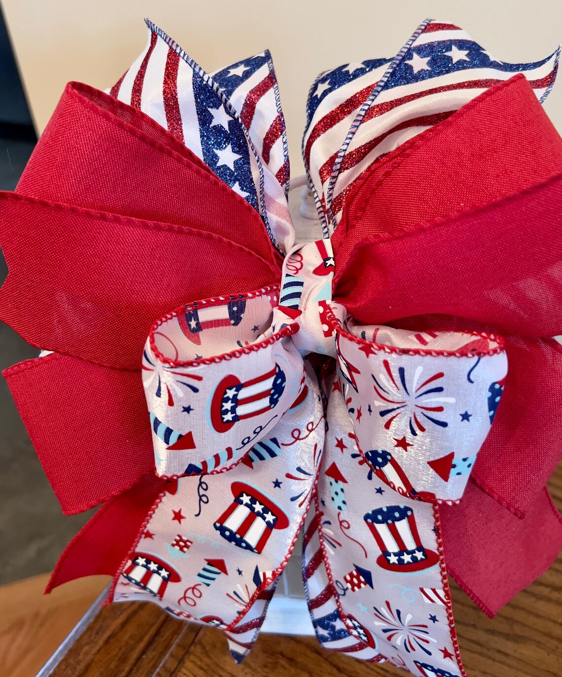 Bows - Ten Loop Handmade Colorful Patriotic Bow | Holiday Bow | Wreath ...