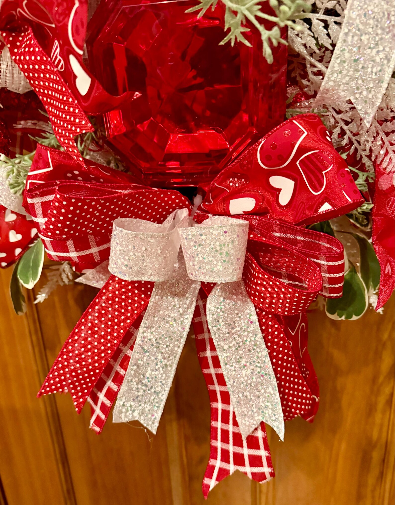 Valentine Swag for Front Door, Handmade Valentine Swag With Flocked ...