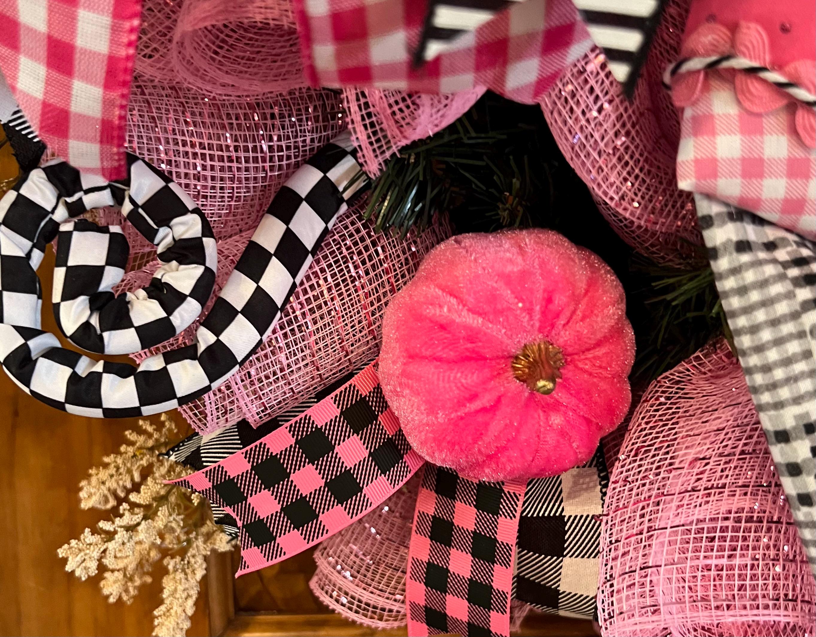 Scarecrow in Pink Handmade Front Door Wreath, Autumn Fall Decor, Gift ...