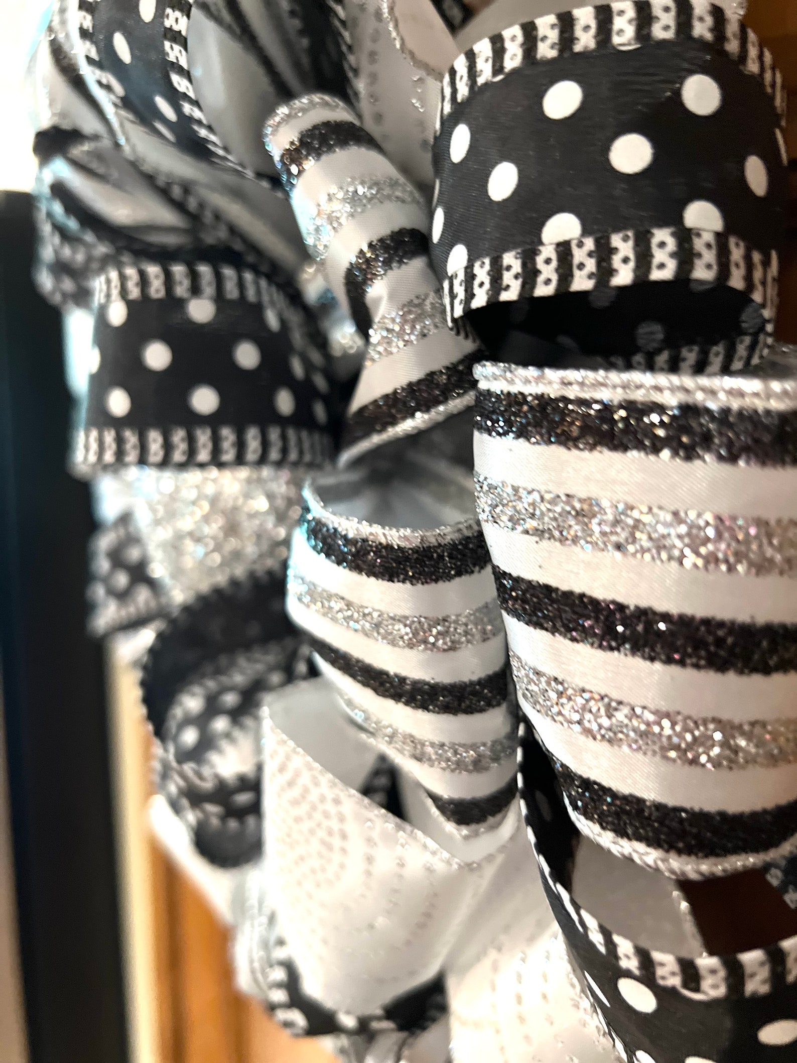 Wreaths | Unique Sparkly Handmade Glitter Ribbon Front Door Wreath ...