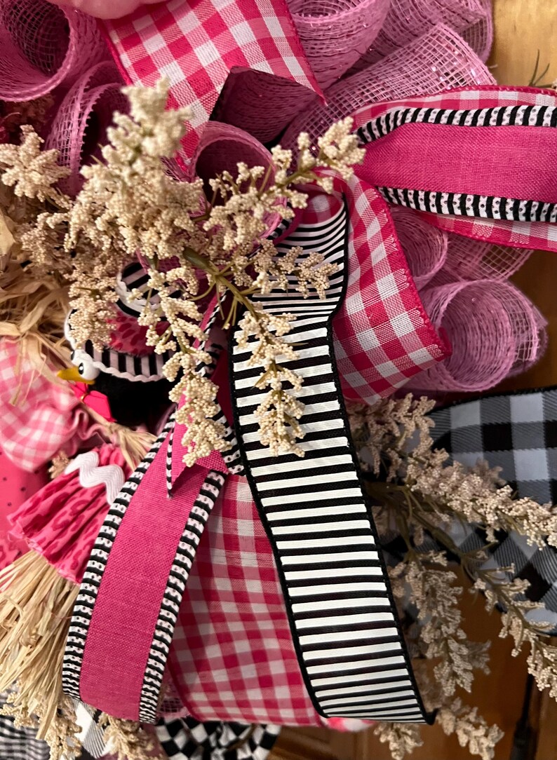 Scarecrow in Pink Handmade Front Door Wreath, Autumn Fall Decor, Gift ...