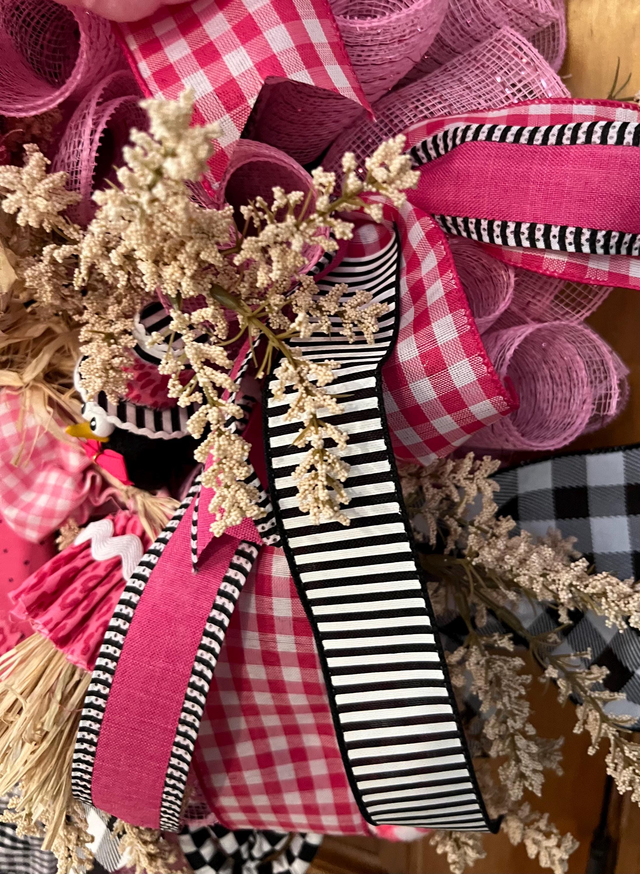 Scarecrow in Pink Handmade Front Door Wreath, Autumn Fall Decor, Gift ...