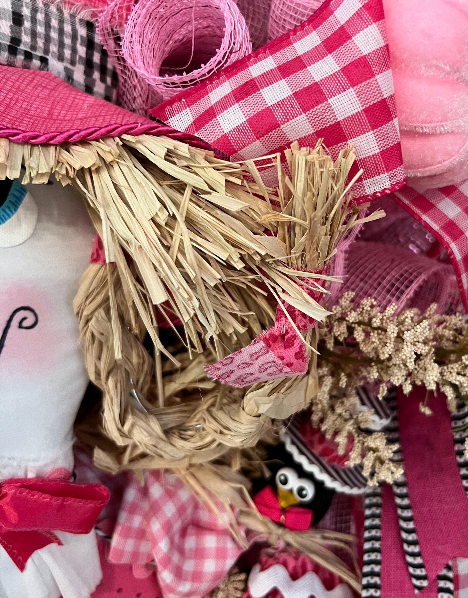 Scarecrow in Pink Handmade Front Door Wreath, Autumn Fall Decor, Gift ...