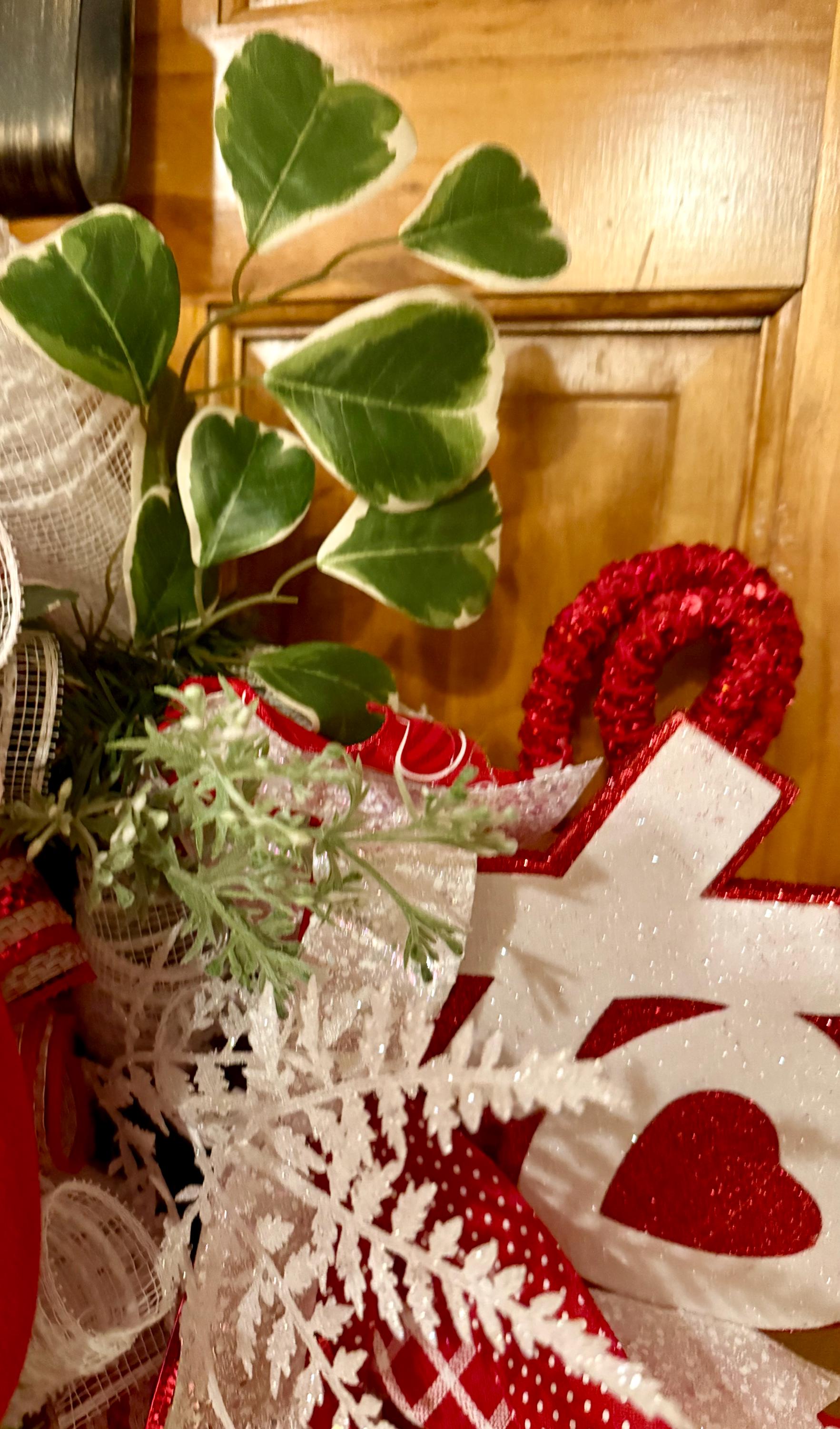 Valentine Swag for Front Door, Handmade Valentine Swag With Flocked ...