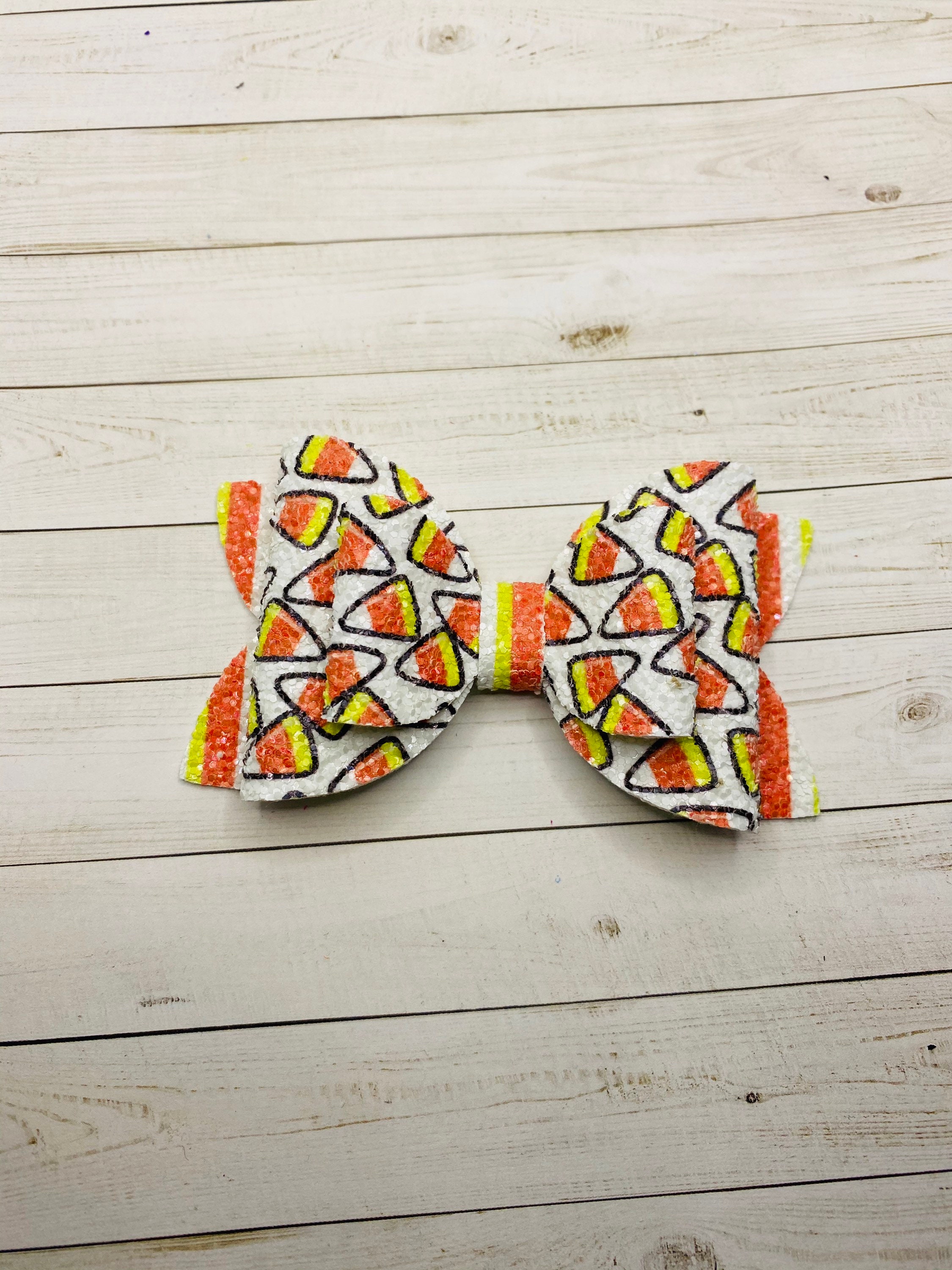 Glitter Candy Corn Bow Candy Corn Halloween Bow for Girls - Etsy