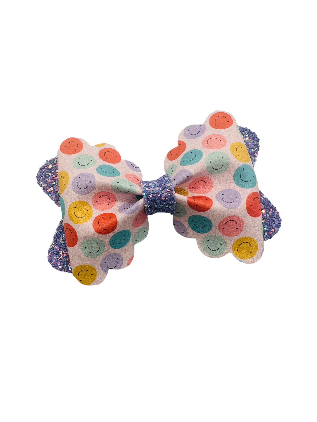 Colorful Smiley Face Bow - Etsy