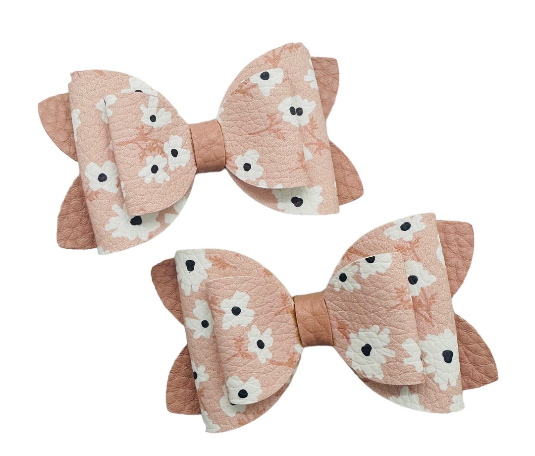 Neutral Floral Pigtail Bow Set for Girls - Etsy