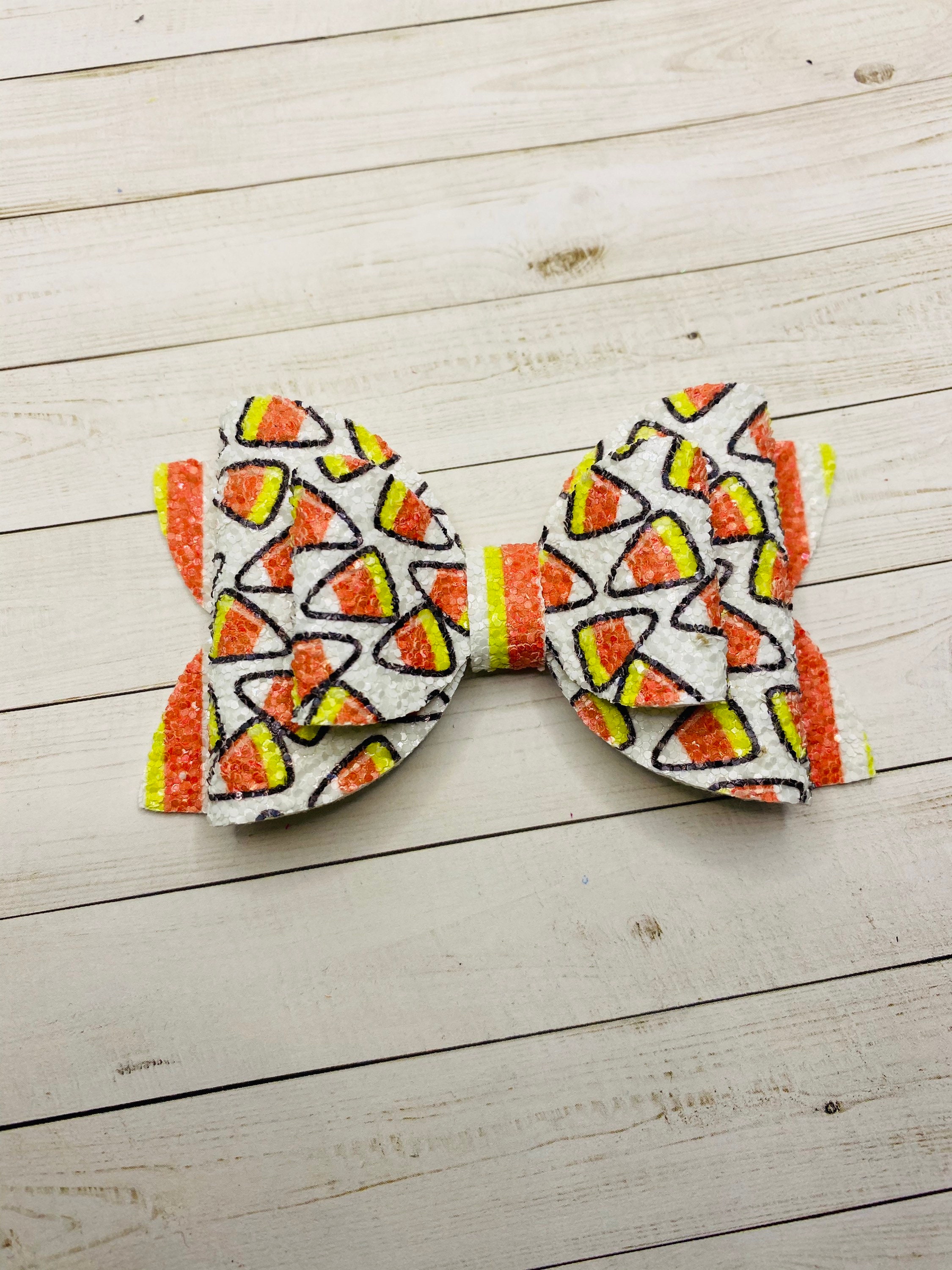 Glitter Candy Corn Bow Candy Corn Halloween Bow for Girls - Etsy