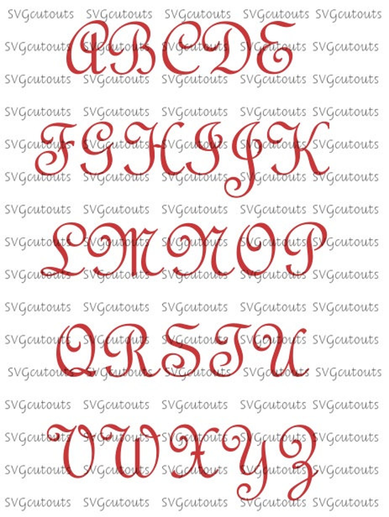 French Script Font Monogram Alphabet Design SVG Eps Dxf - Etsy