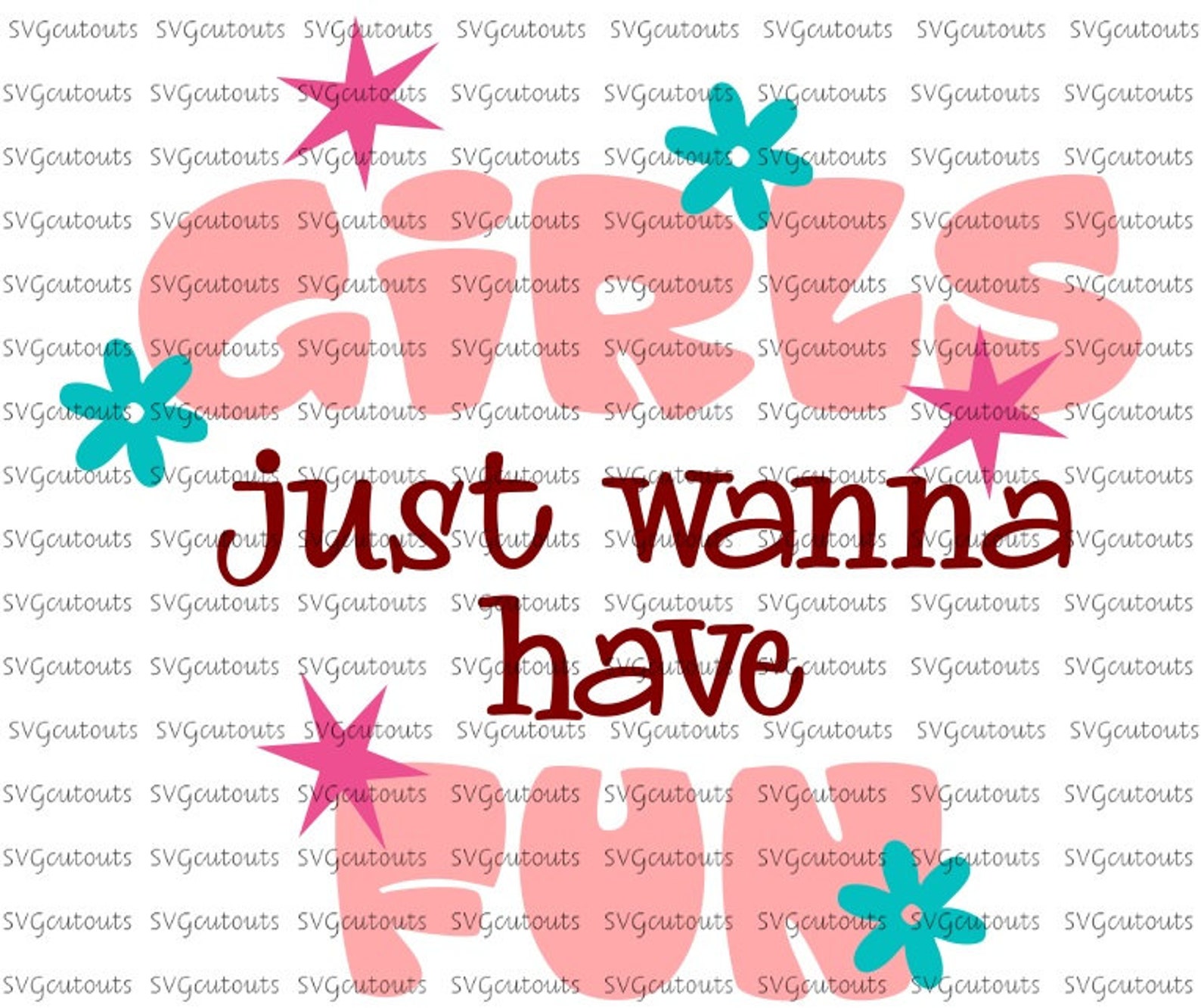 Girls Just Wanna Have Fun Design SVG Eps Dxf Formats - Etsy