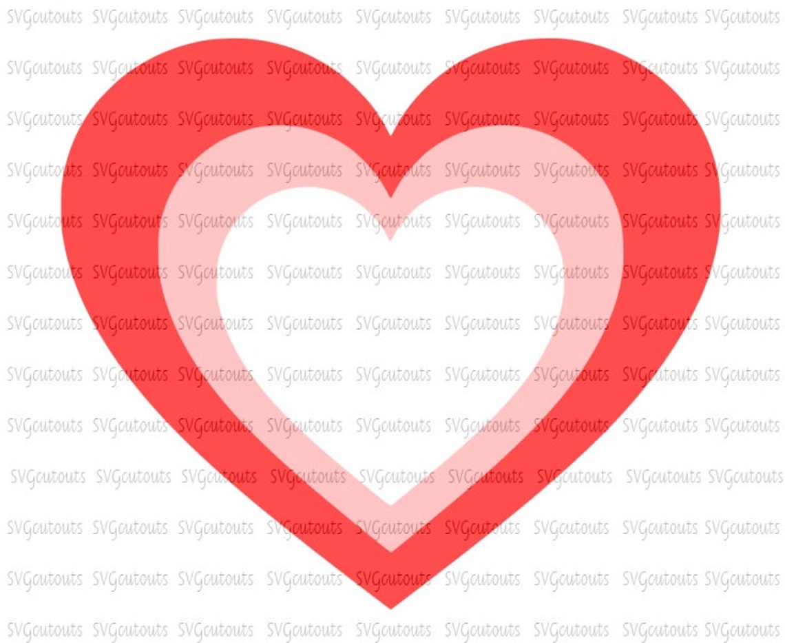 Valentine Layered Heart Design SVG Eps Dxf Formats Files | Etsy