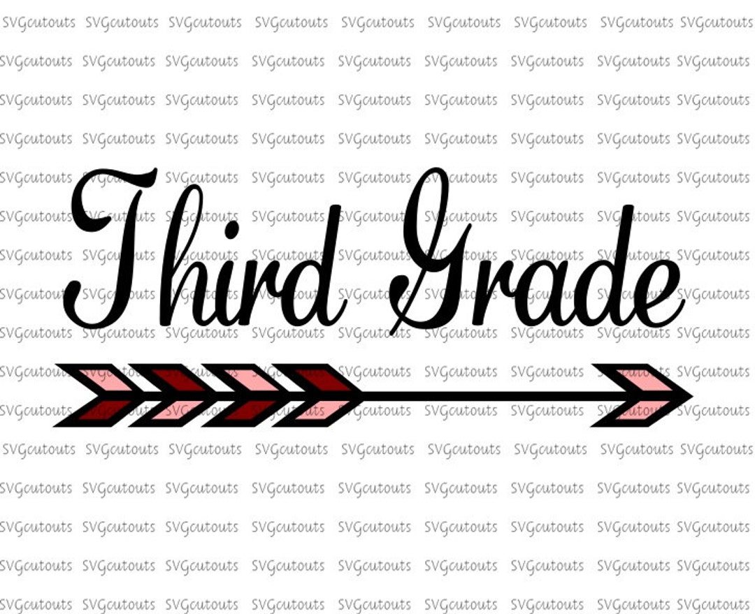 3rd Third Grade School Arrow Design, SVG, Eps, Dxf Formats, Silhouette ...