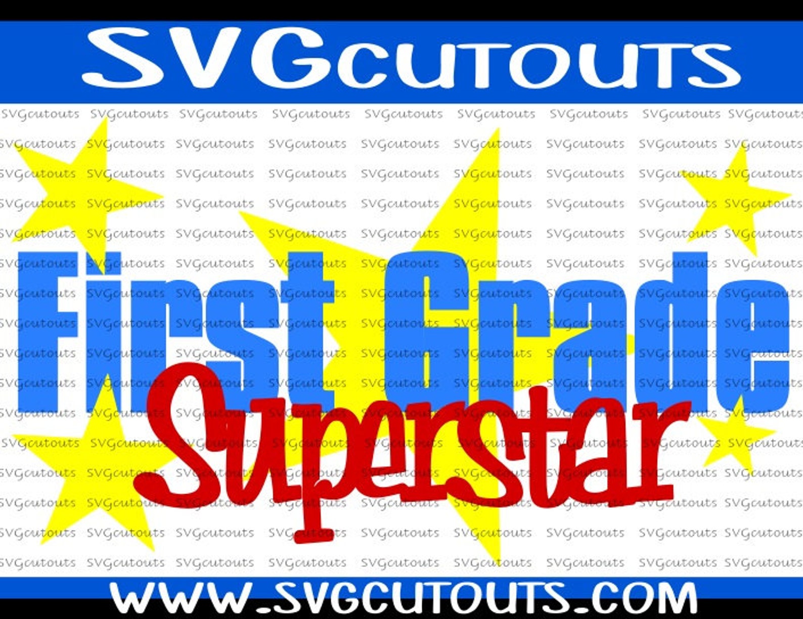 1st First Grade Superstar School Design Back to School SVG - Etsy