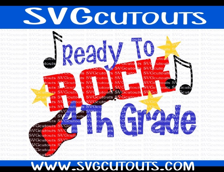Ready to Rock 4th Grade Back to School Design SVG Eps Dxf - Etsy